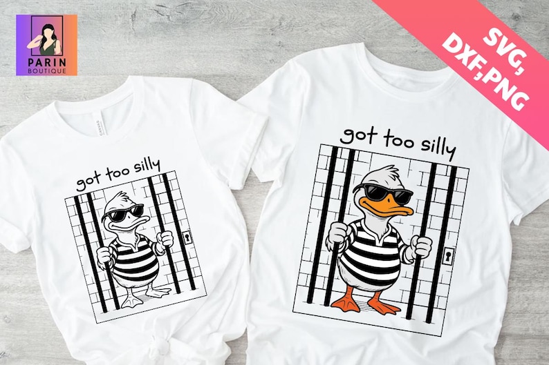 Funny Duck Jail Svg Png,cool Cartoon Duck in Prison,silly Animal Humor ...