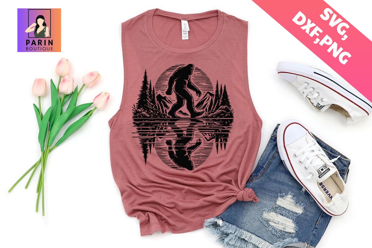 Bigfoot Shadow Svg,sasquatch Svg,retro Sunset Svg Png,bigfoot Svg ...