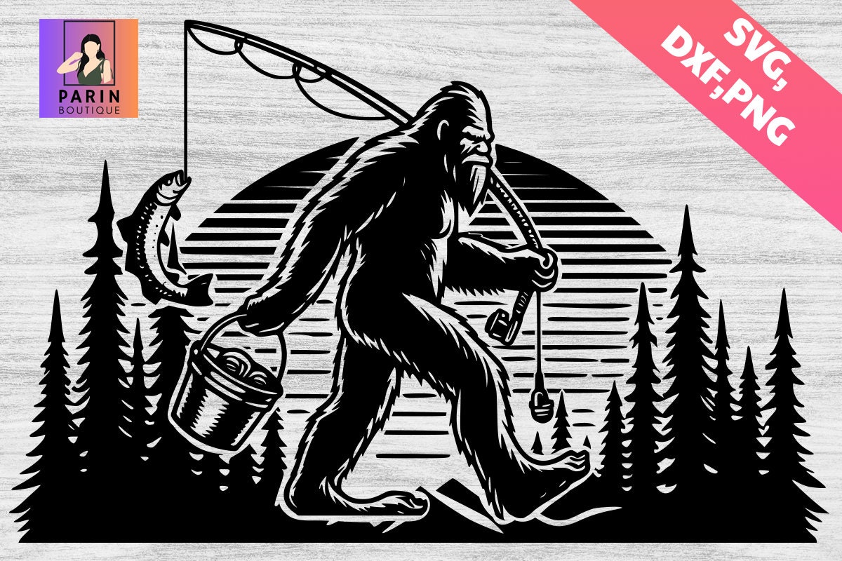 Bigfoot Fishing Svg,funny Bigfoot Svg,big Foot Svg,yeti Svg,sasquatch ...