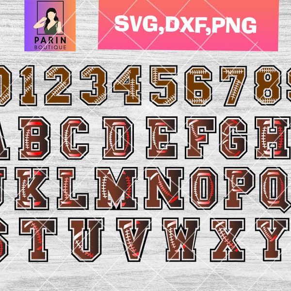 Football Alphabet and Numbers Svg - Etsy