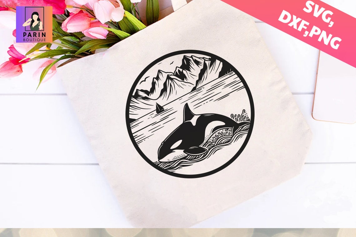 Killer Whale Svg,mountains and Killer Whale in Sea Svg, Sea Scene Svg ...