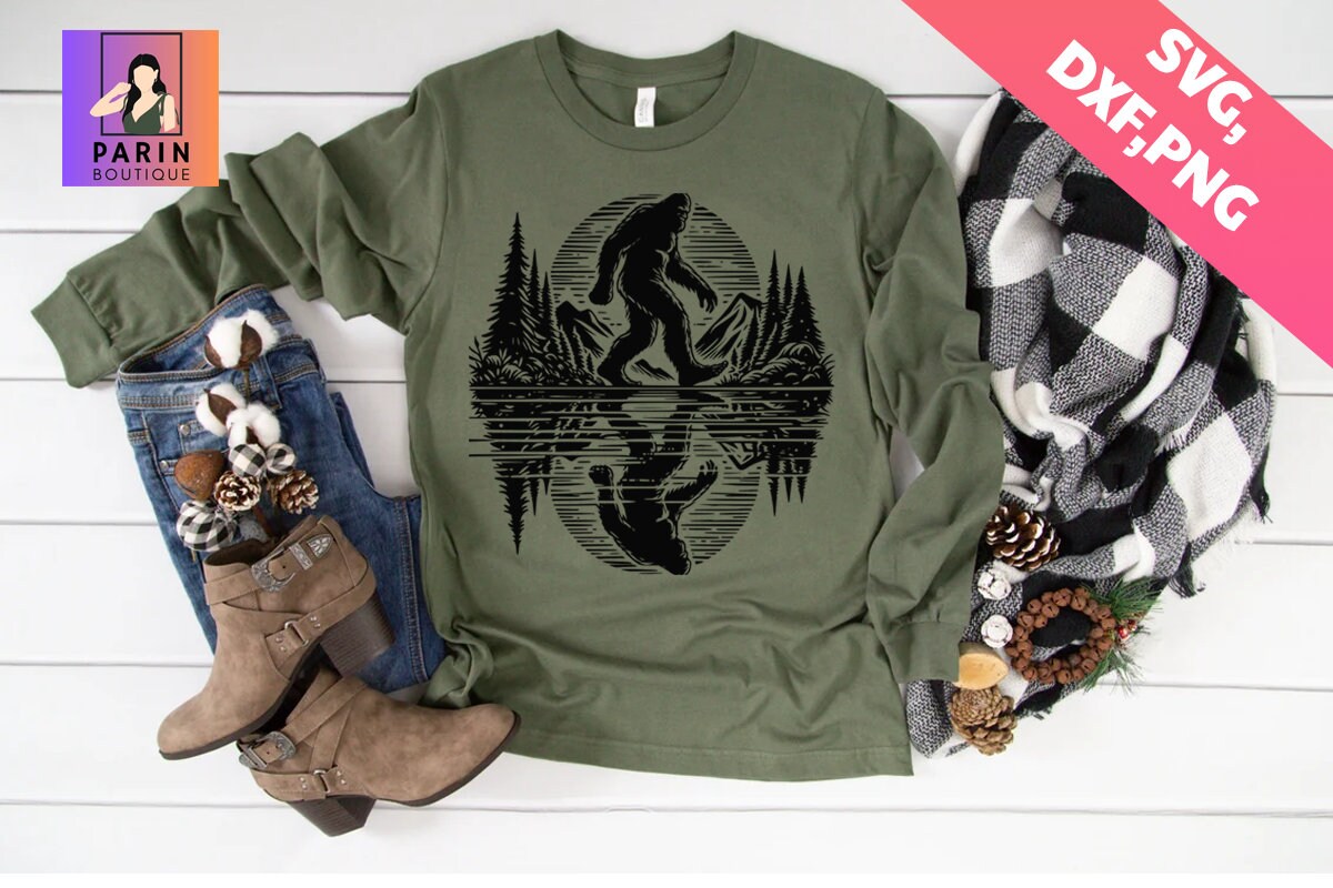 Bigfoot Shadow Svg,sasquatch Svg,retro Sunset Svg Png,bigfoot Svg ...