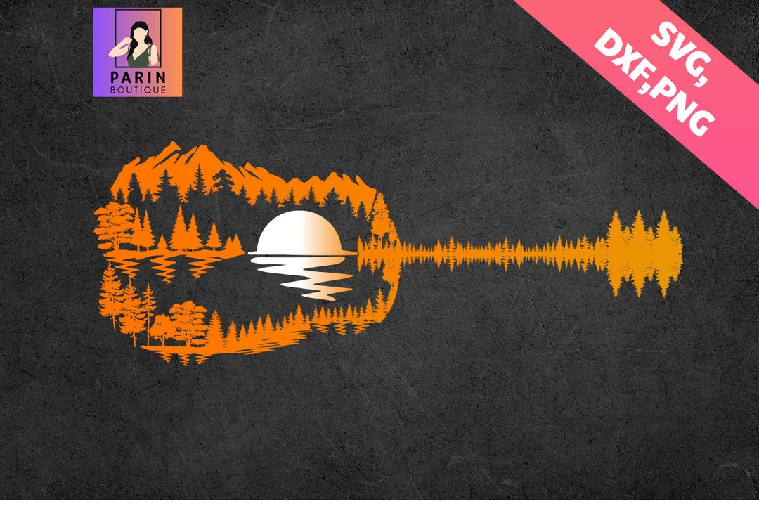 Guitar Lake Shadow Svg, Love Guitar Musician, Beautiful Guitar Lake ...