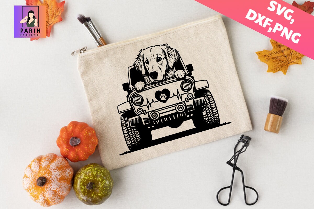 Golden Retriever Peeking on Car Svg Png, Dog Lover Car Decal Cut File ...