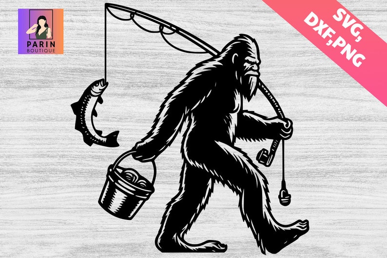 Bigfoot Fishing Svg,funny Bigfoot Svg,big Foot Svg,fish Hook Svg,sasquatch Svg,bigfoot Clipart ...