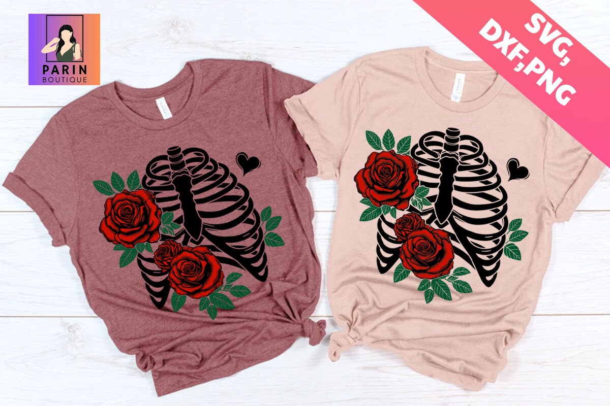 Rib Cage Rose Svg, Floral Ribcage SVG, Ribcage Flowers Svg,skeleton ...