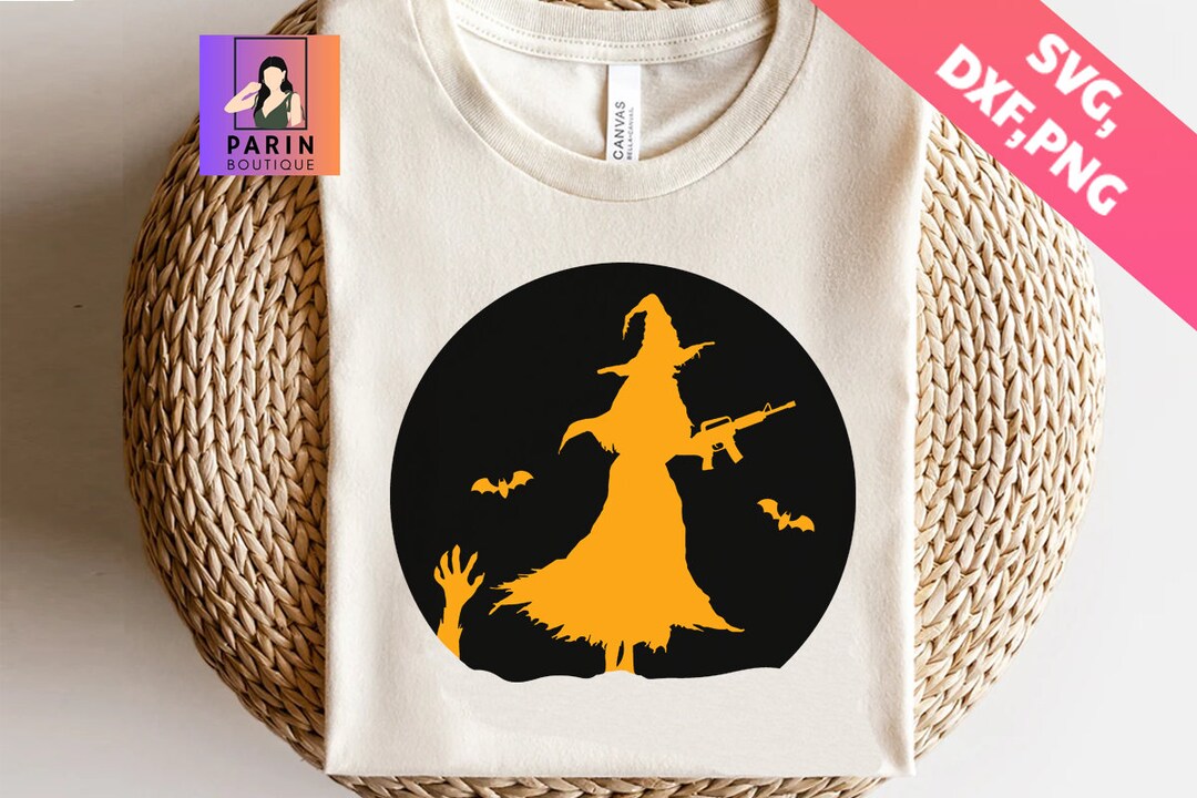 Halloween Witch Gun Svg,witch With Gun Svg,wicth Silhouette,witch ...