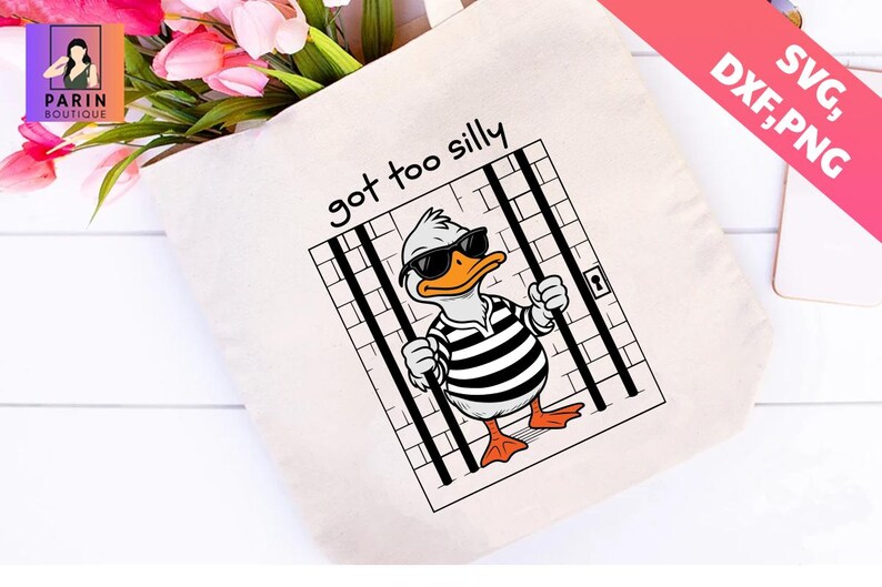 Funny Duck Jail Svg Png,cool Cartoon Duck in Prison,silly Animal Humor ...