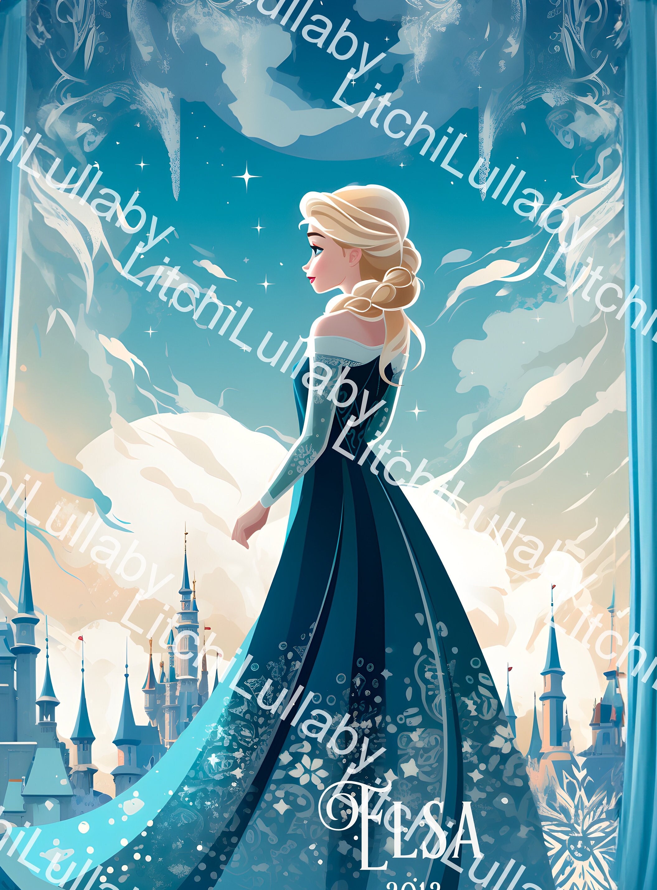 Princess Elsa Vintage Digital Poster - Etsy