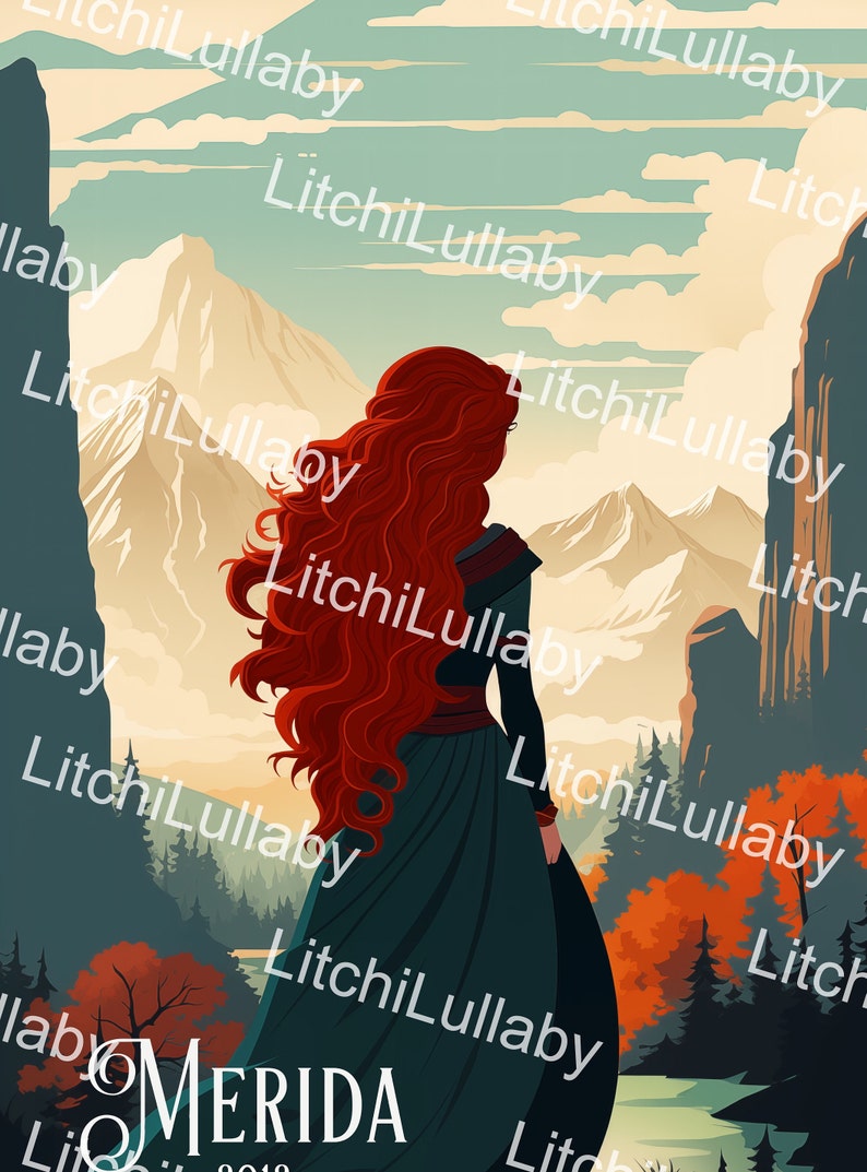 Princess Merida - Vintage Digital Poster - Etsy