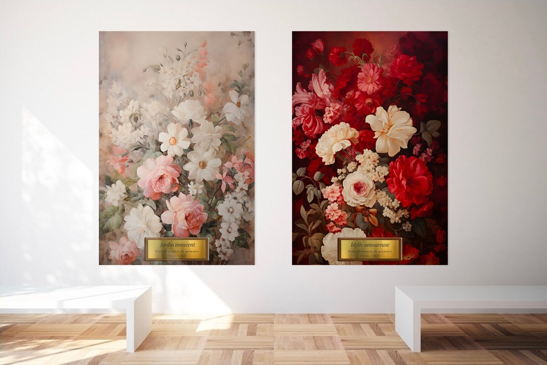 Romantic Idyll/innocent Garden Flowers Oil Painting Numeric Poster ...