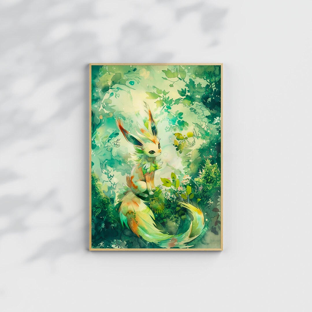 Leafeon's Forest - Pokemon Watercolor Digital Poster - Etsy