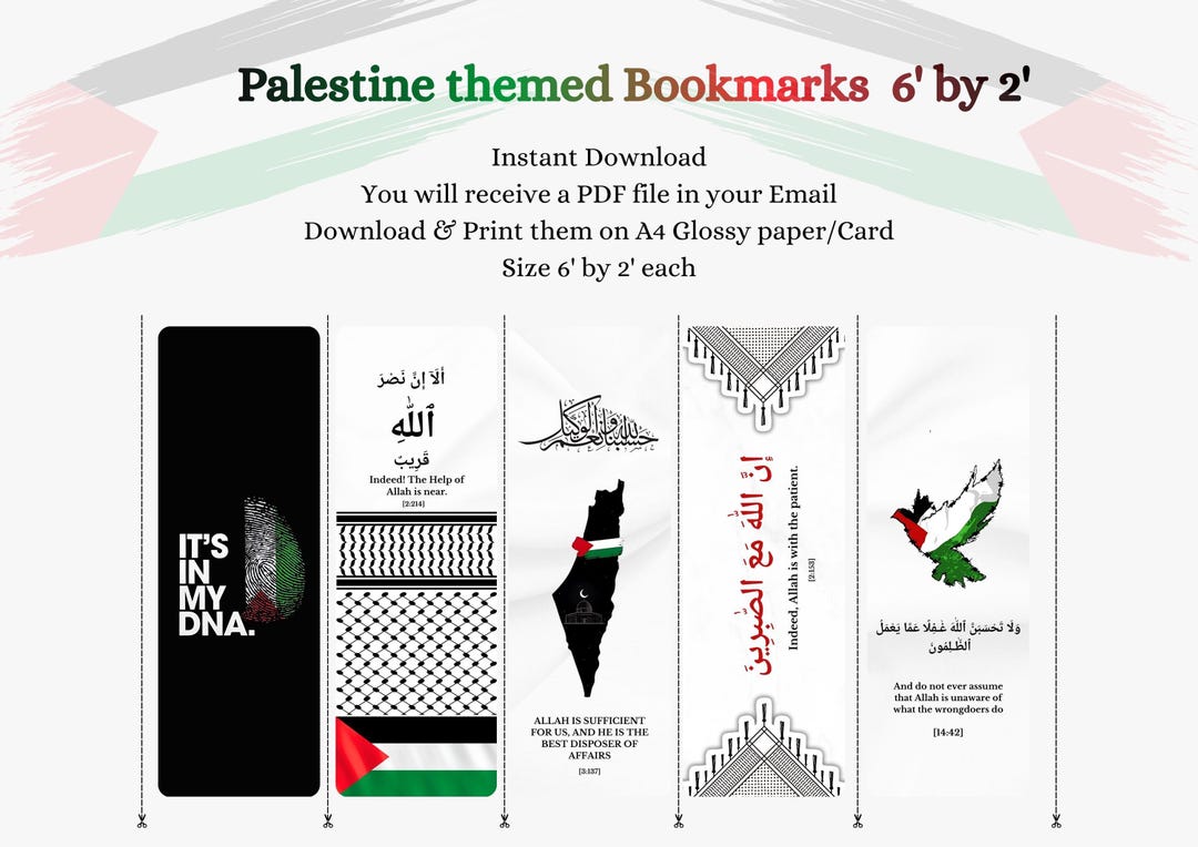 Palestine Themed Bookmark Set | Islamic Bookmarks Printable | Digital ...