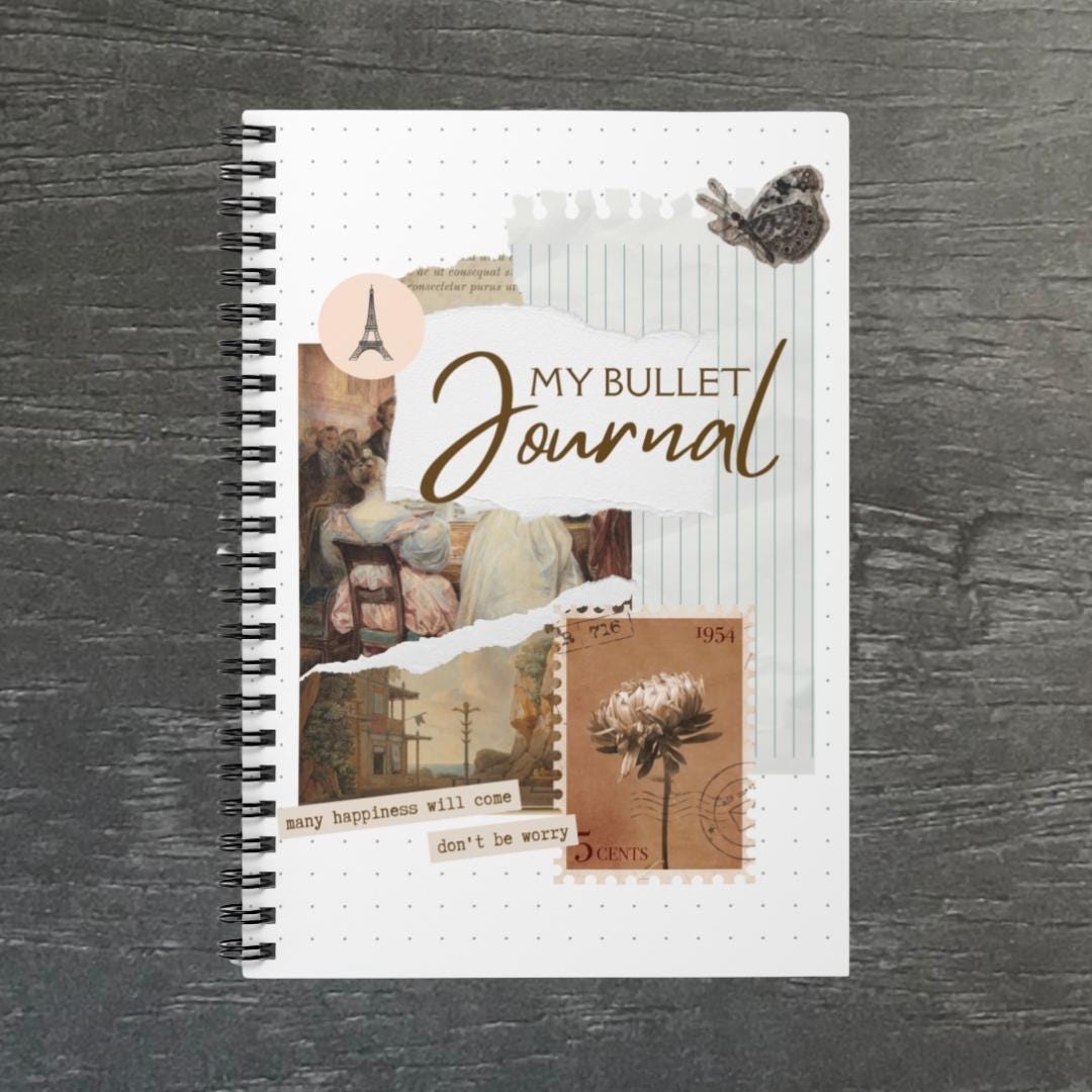 Vintage Bullet Journal | Aesthetic Notebook | Retro Collage Diary for ...