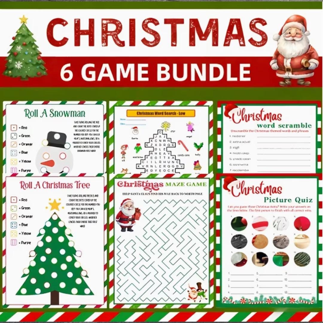 Christmas Game Bundle Digital PDF | 6 Christmas Games to Print | Family ...