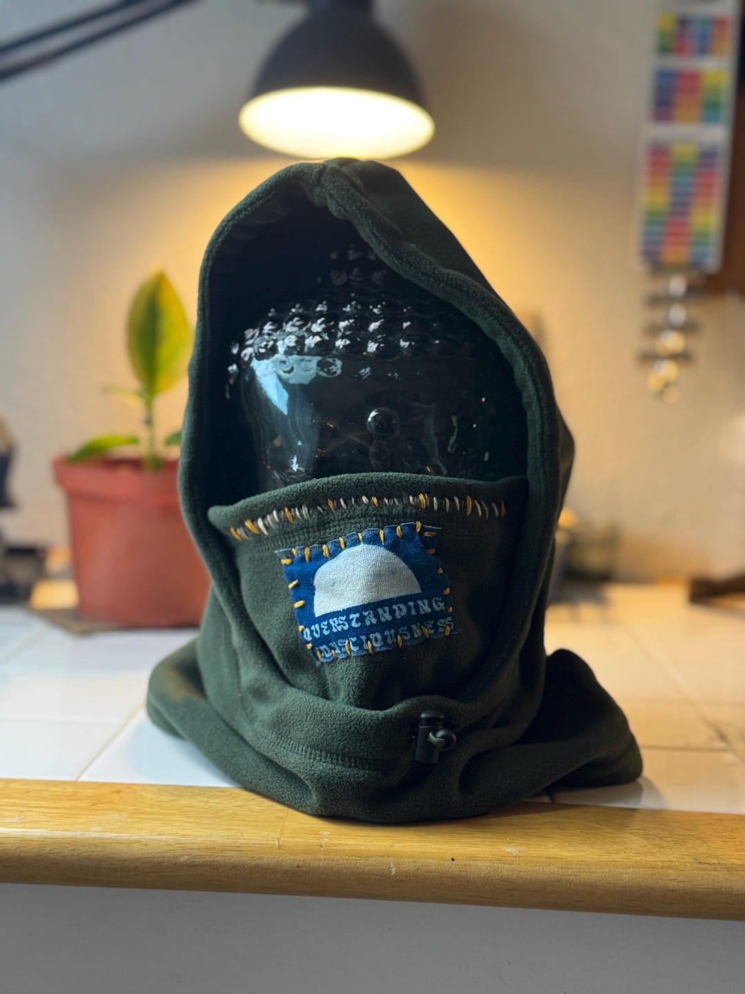 Forest Green Balaclava With Cyanotype Patches and Hand-stitched Details ...