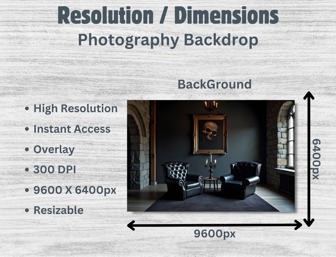 Vintage Gothic Lounge Backdrop | Dark Victorian Photo Scene With Skull ...
