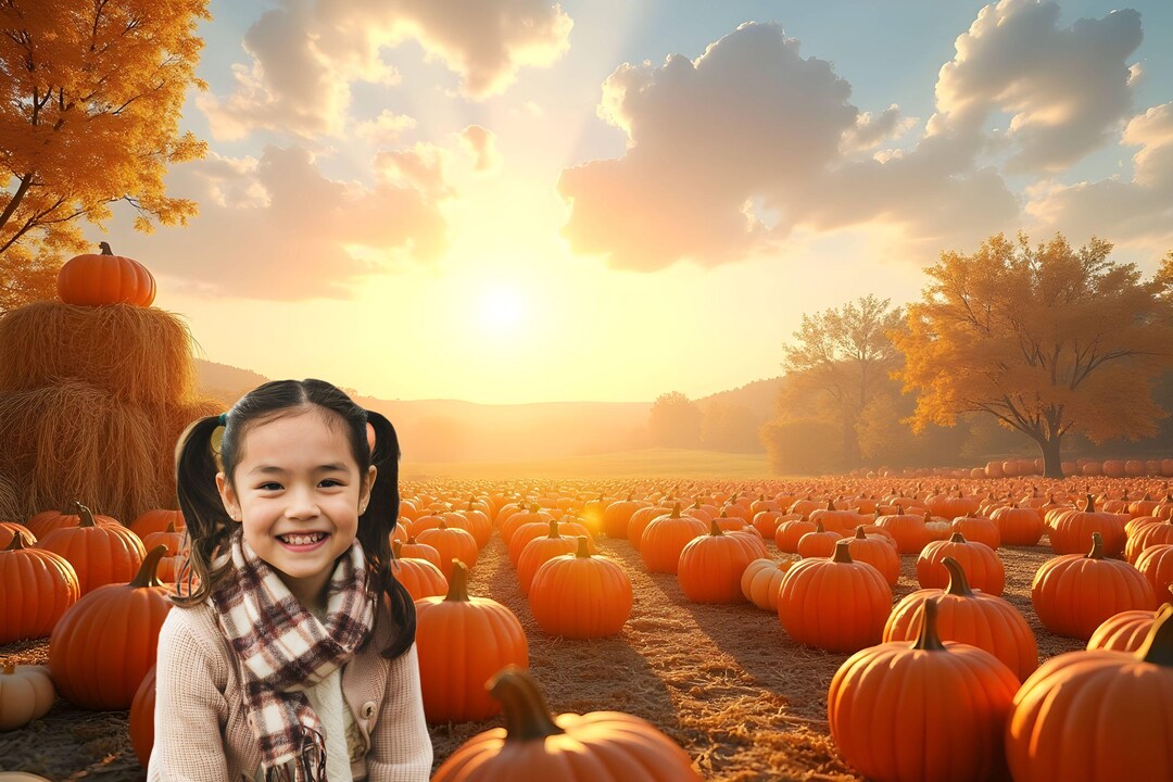 Pumpkin Fall Digital Backdrop Background, Halloween, Pumpkin Patch ...