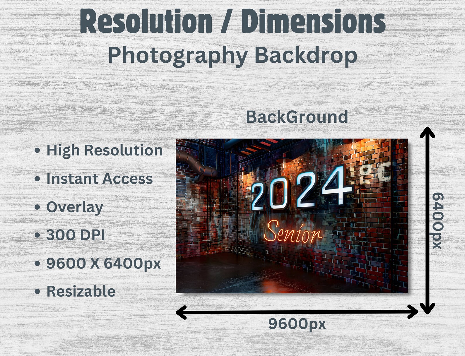 Neon Lights 2024 Senior Year Digital Backdrop Photoshop Template ...