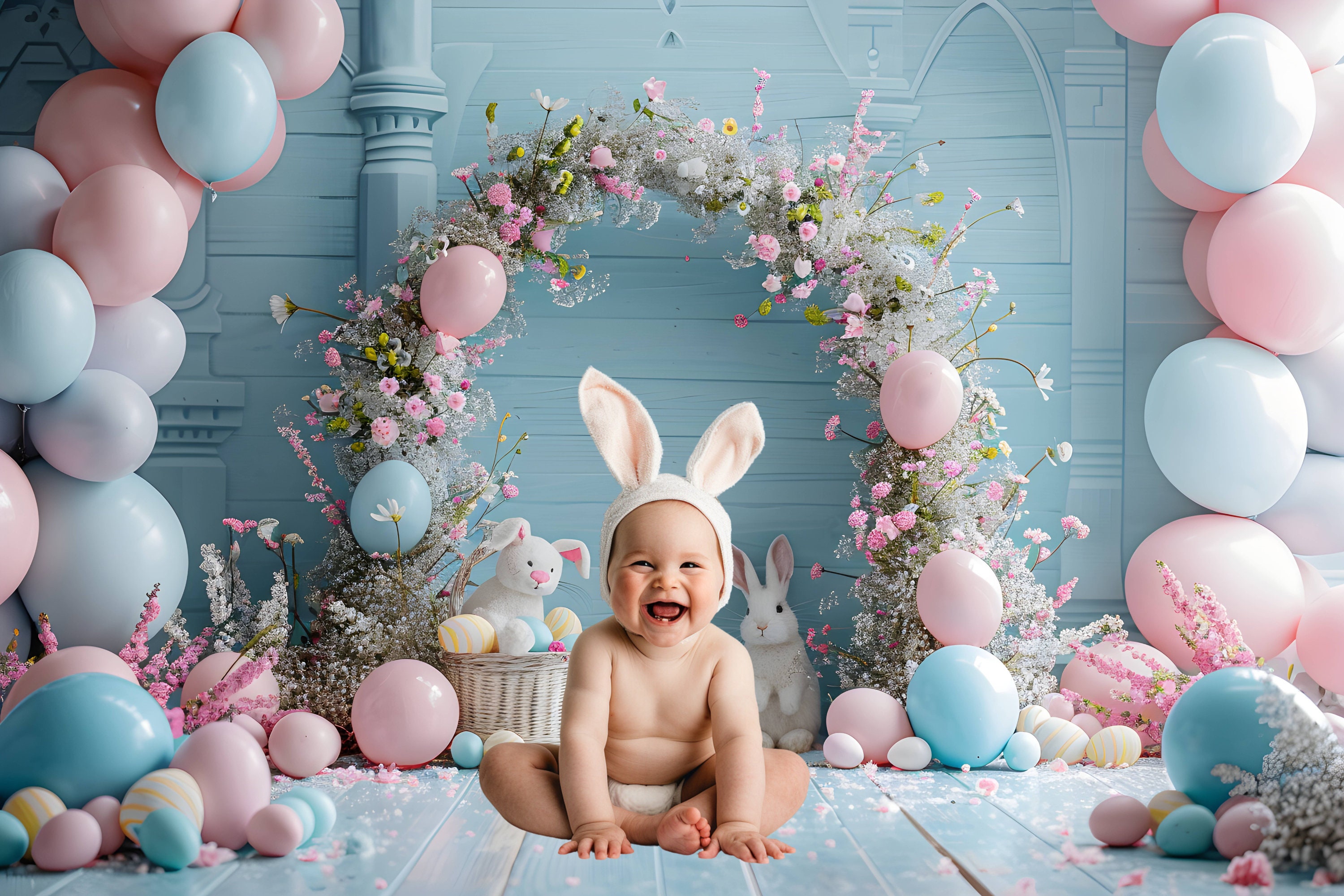Easter Bunny Digital Backdrops, Easter Photo Props, Spring Photo ...