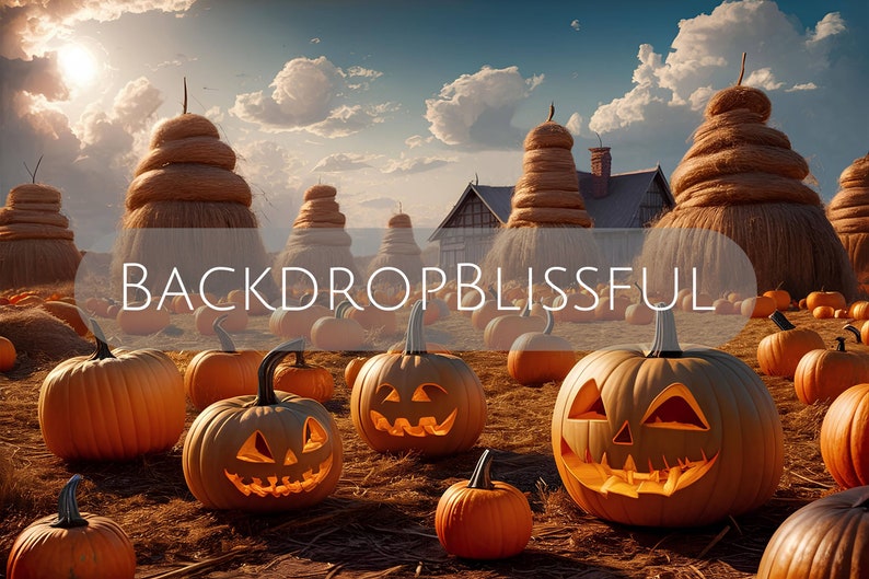Pumpkin Fall Digital Backdrop Background, Halloween, Pumpkin Patch, Photography, Farm, Fall ...