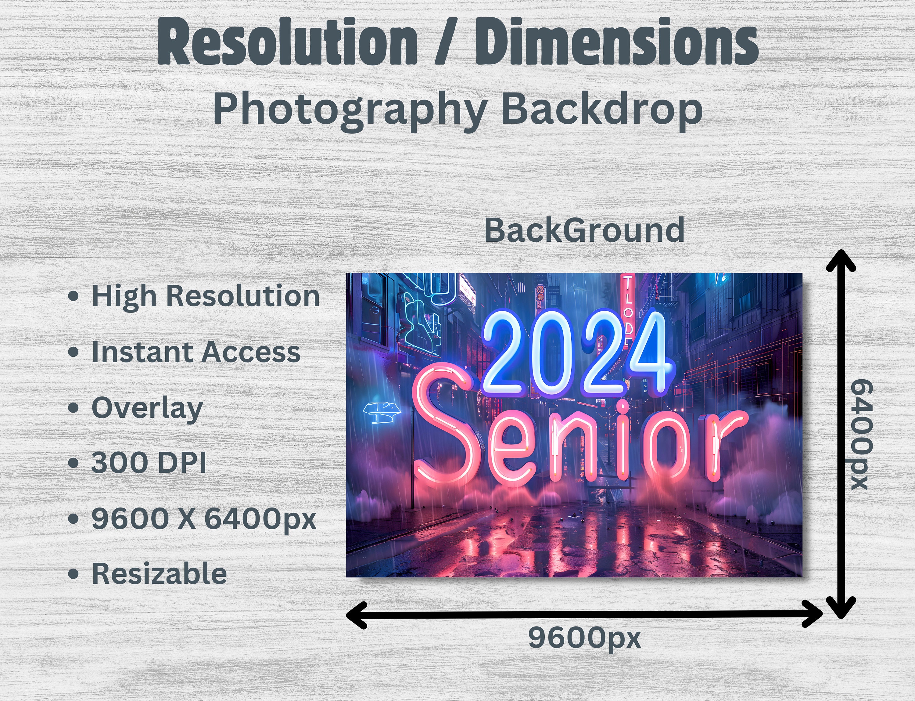Neon Lights 2024 Senior Year Digital Backdrop Photoshop Template ...