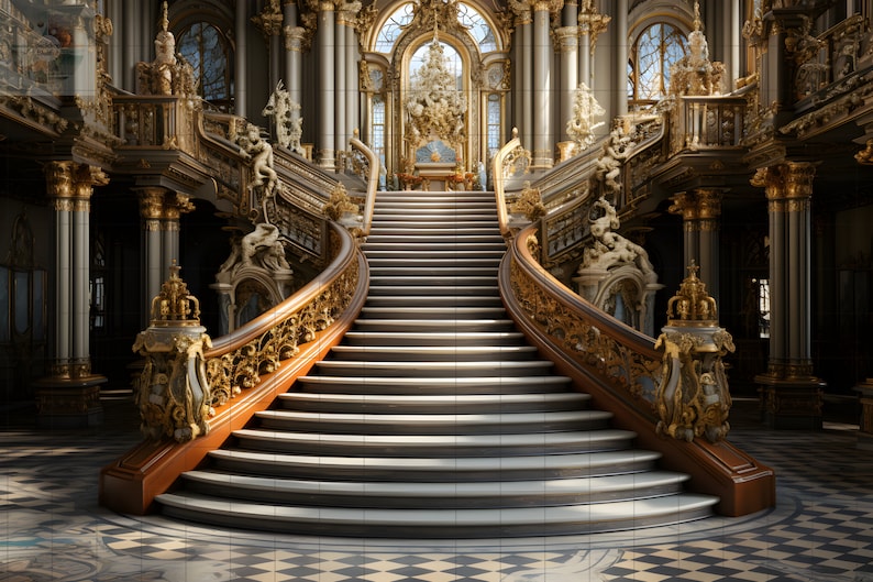 Enchanted Staircase Digital Photography Background Castle Stairs ...