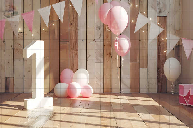 1st Birthday Pink Background for Photography Compositions, Digital ...