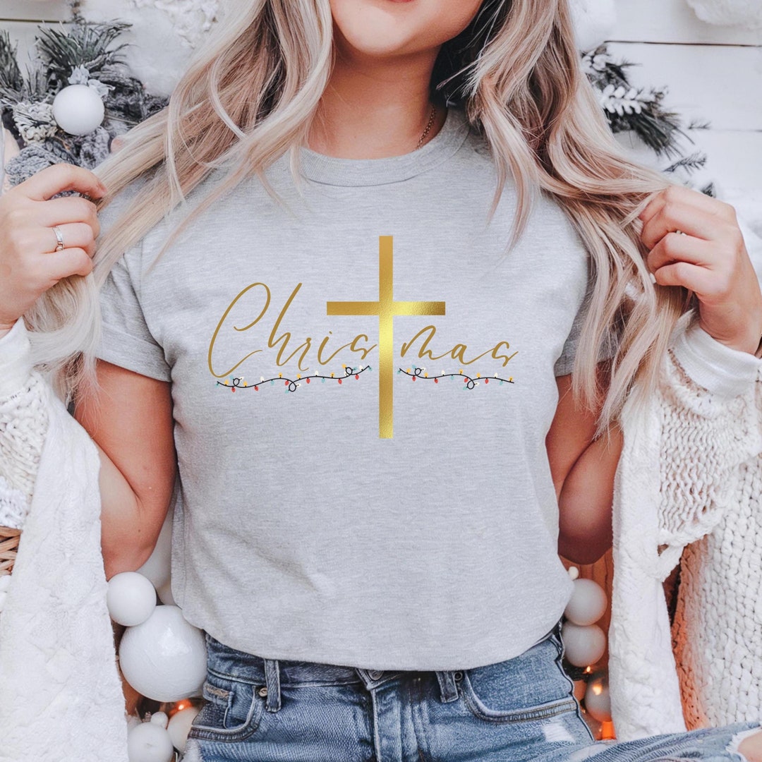 Christmas Cross Shirt, Family Matching Christmas Shirt, Jesus Christmas ...