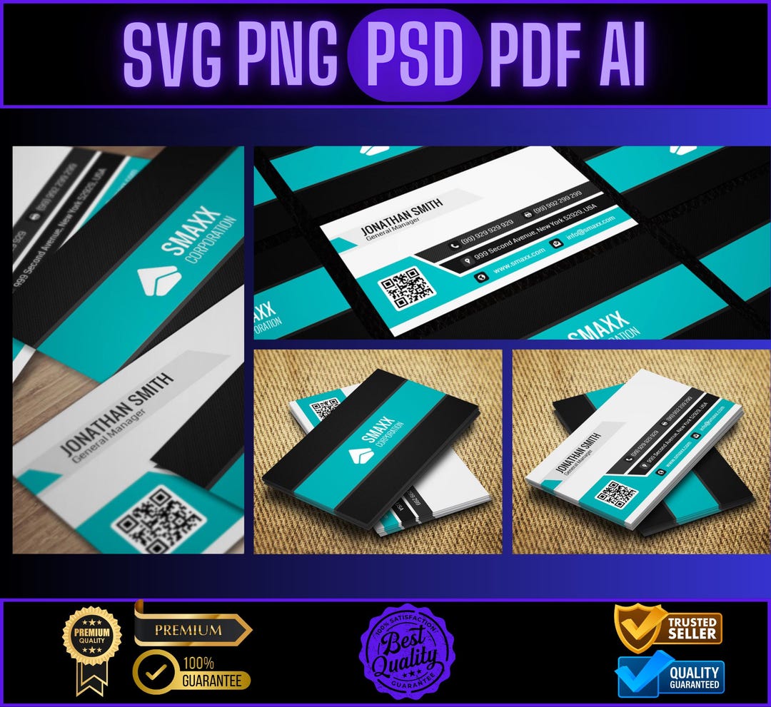 QR Code Custom Bussiness Card Template Design, Instant Download ...
