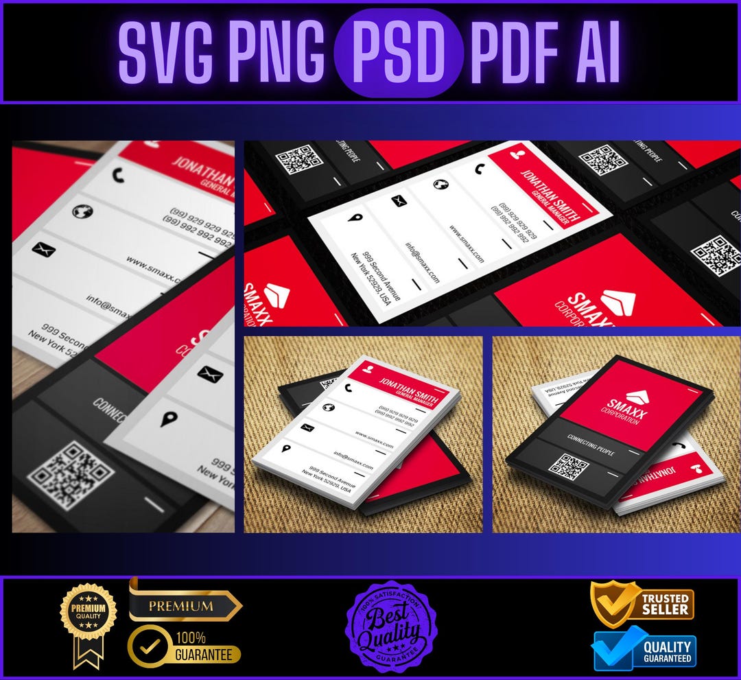 Interactive QR Code Business Card Template Editable PDF, Instant Access ...