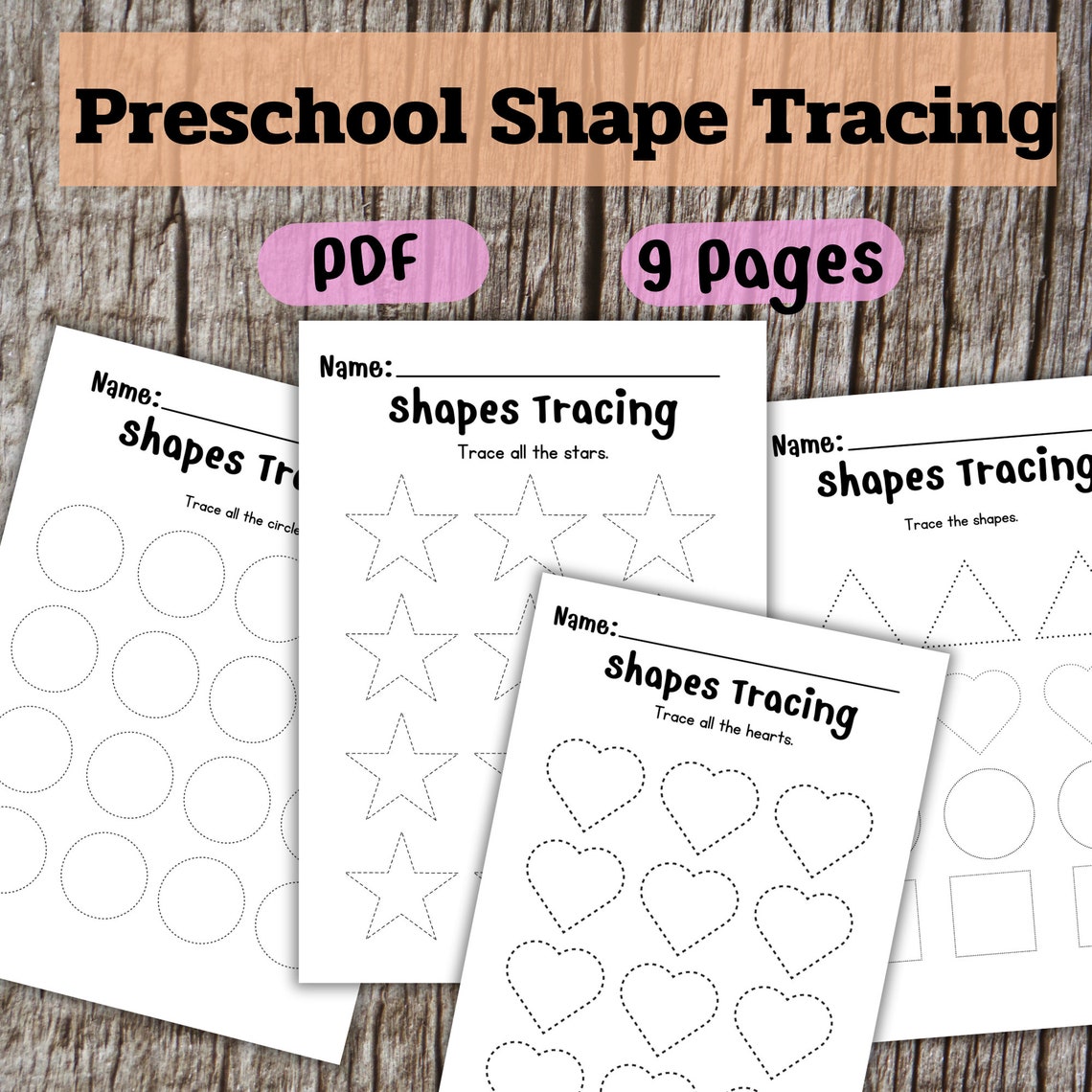 Preschool Shape Tracing, Basic Shape Tracing, Shape Tracing Worksheets ...