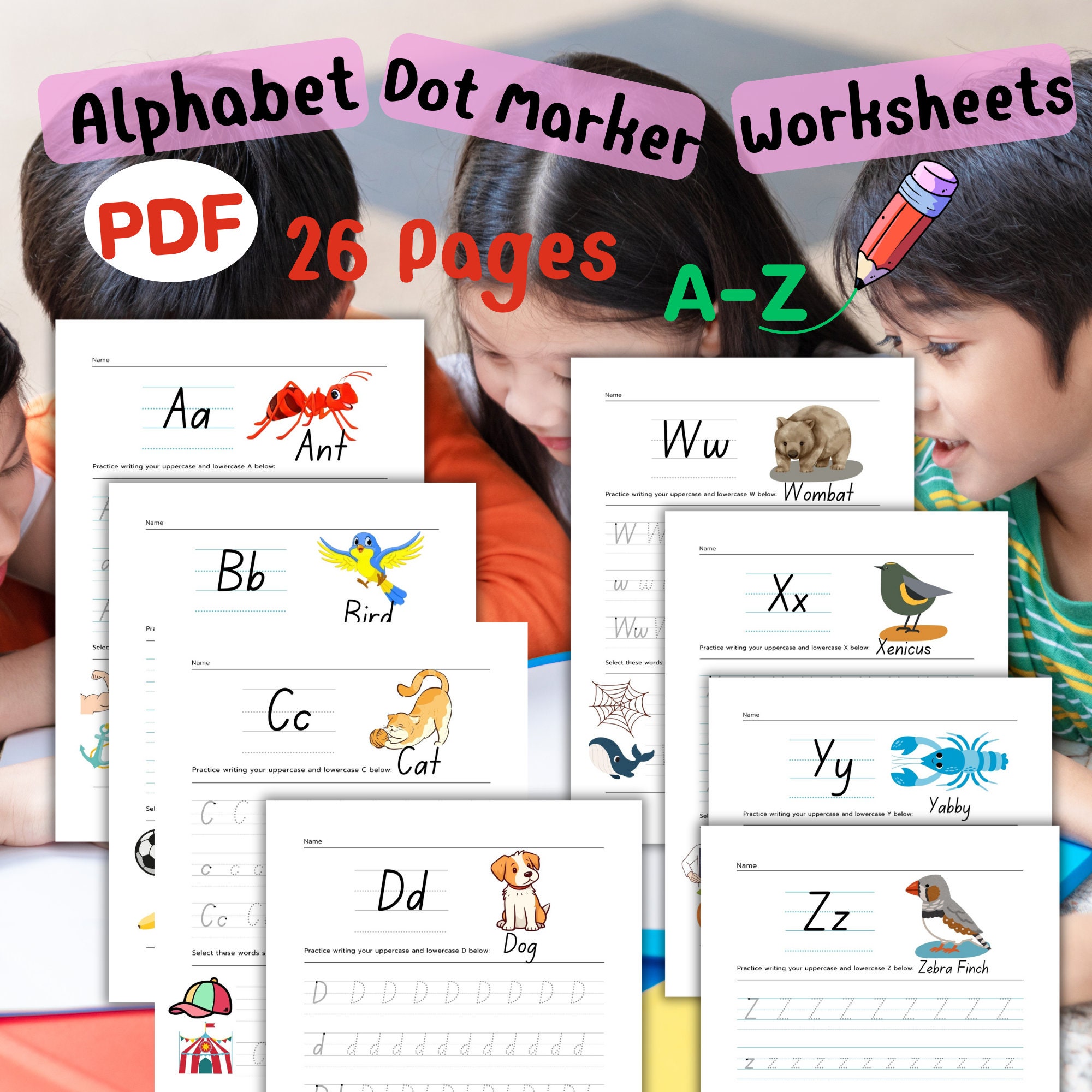 Alphabet Animal Dot Marker Worksheets,29 Pages, Dot Marker Activities ...
