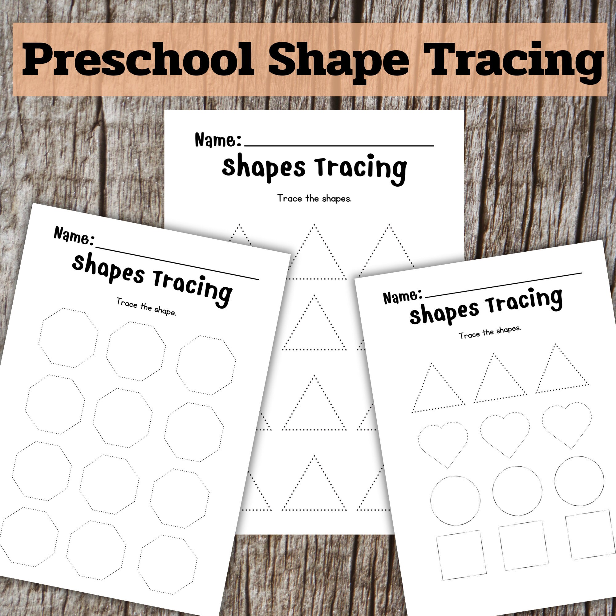 Preschool Shape Tracing, Basic Shape Tracing, Shape Tracing Worksheets ...