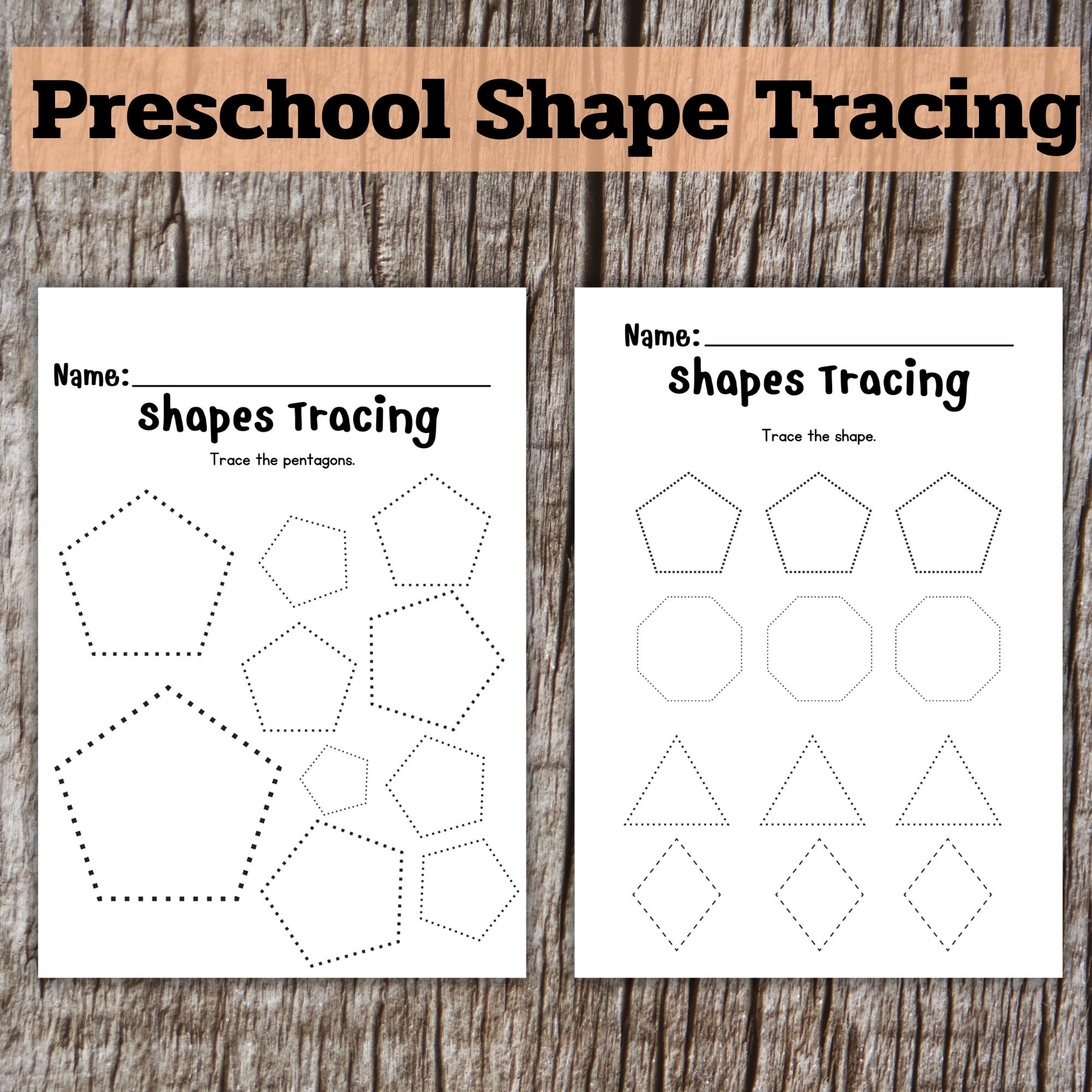 Preschool Shape Tracing, Basic Shape Tracing, Shape Tracing Worksheets ...