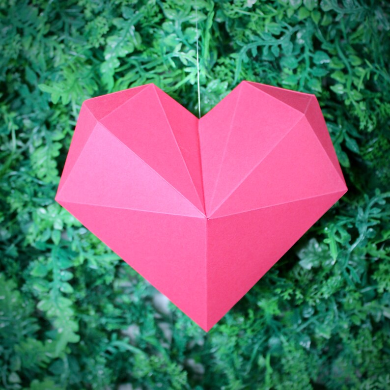 Low Poly Paper Craft Heart Template and SVG (3 Sizes), PDF - Etsy
