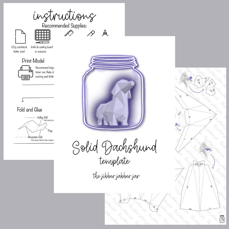 Low Poly Paper Craft Dachshund Template, PDF - Etsy