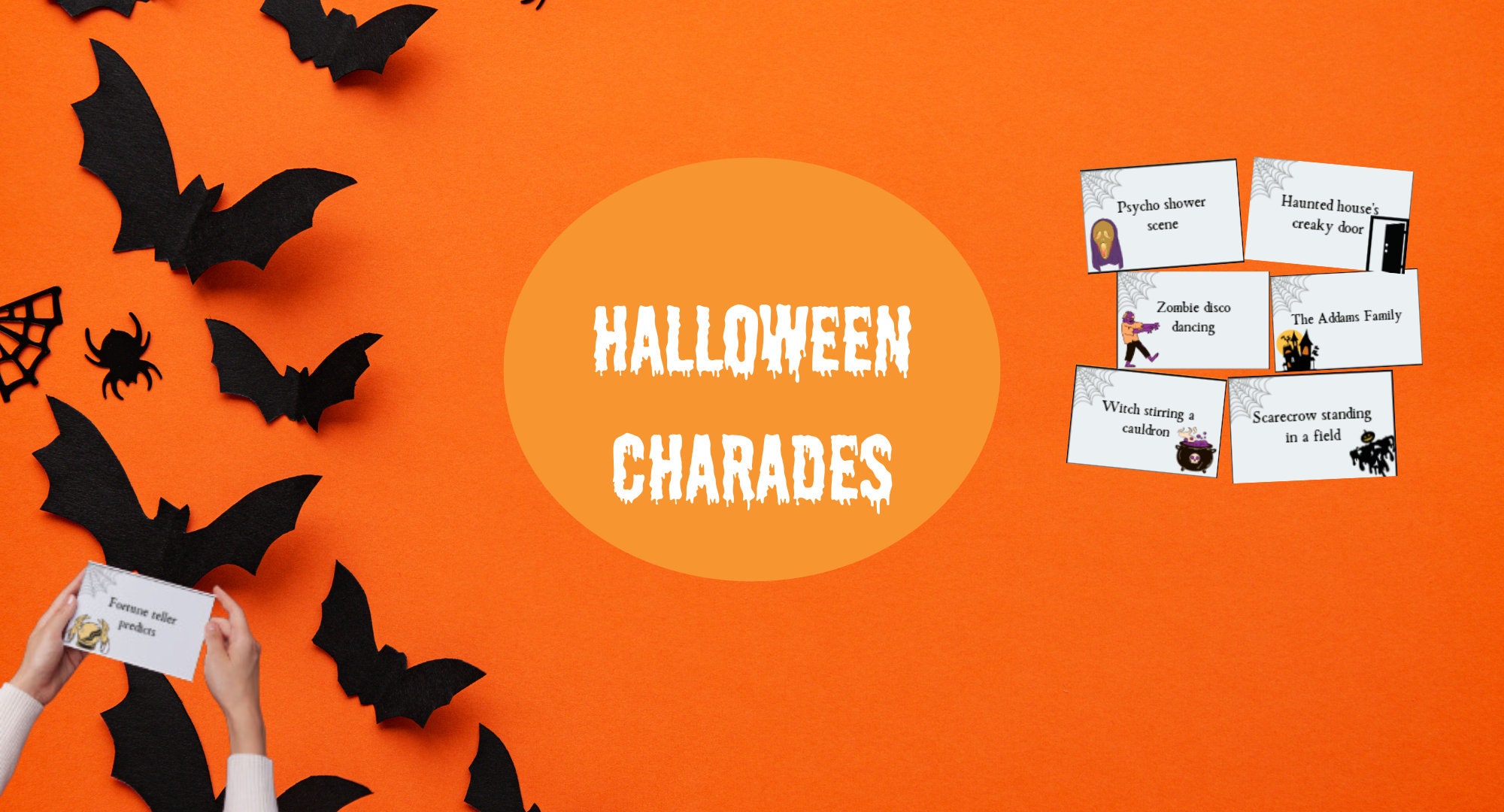 Halloween Charades Cards | PDF Printable Template | Easy to Customize ...