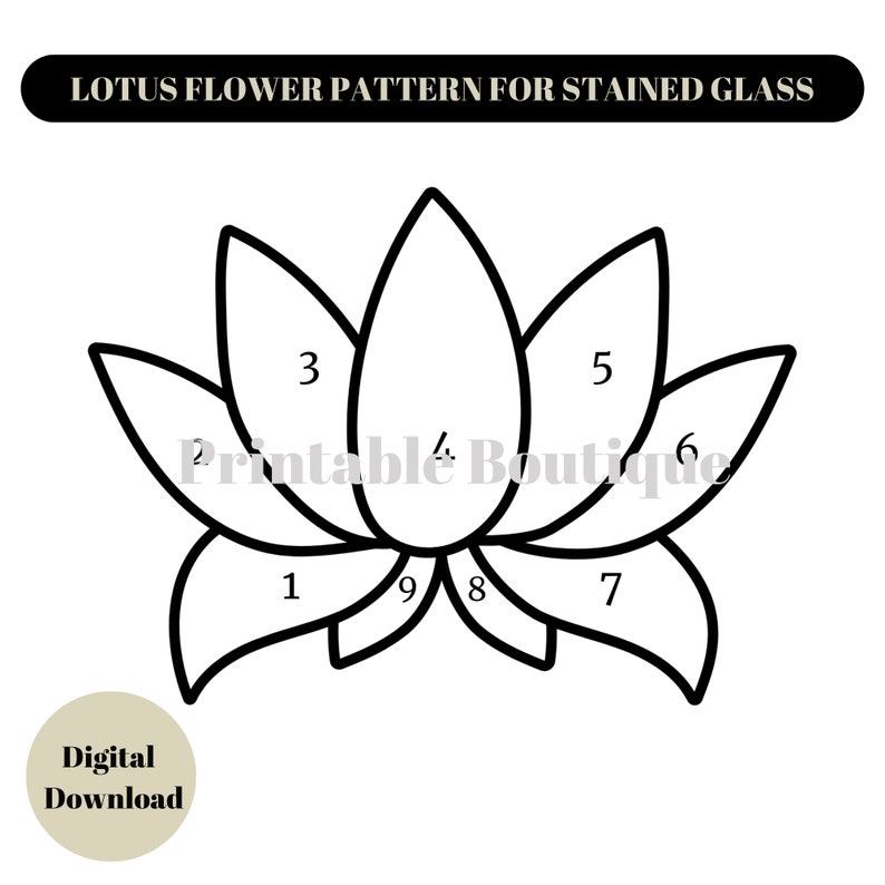 Lotus Flower Pattern for Stained Glass, Stained Glass Pattern, Lotus ...