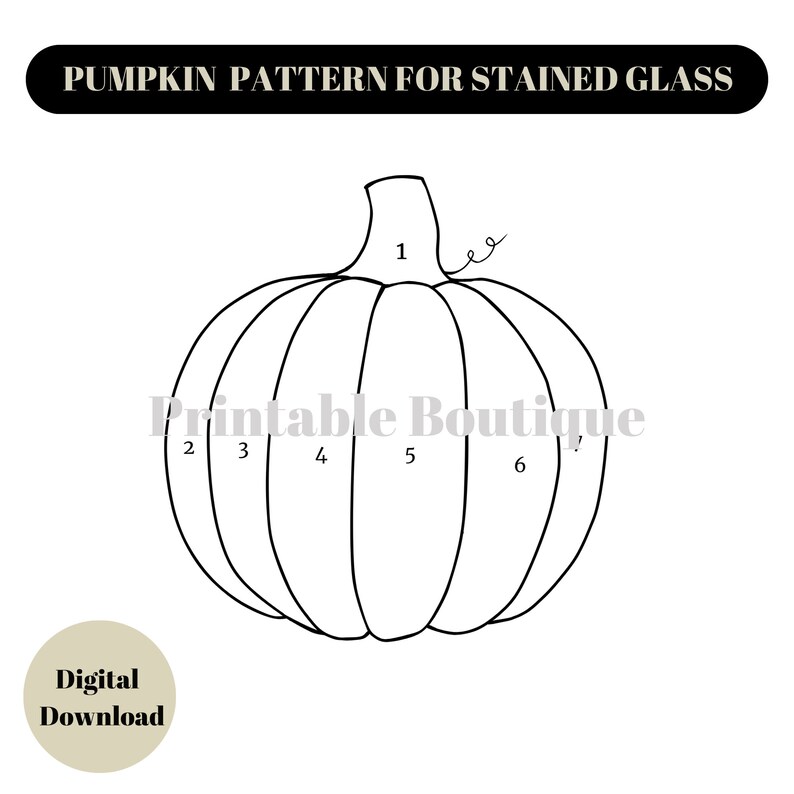 Pumpkin Pattern for Stained Glass, Stained Glass Pattern, Pumpkin ...