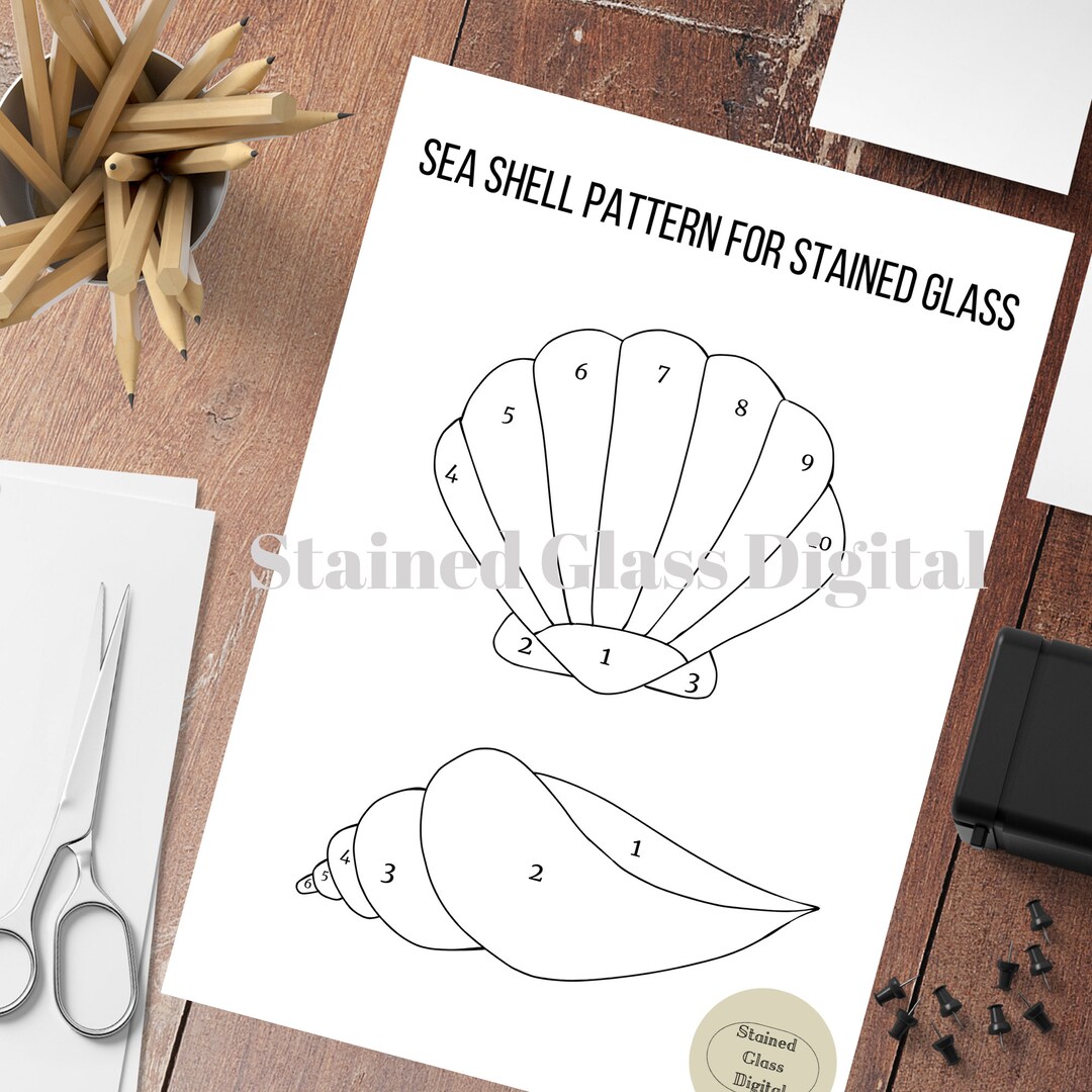 Sea Shell Pattern for Stained Glass, Stained Glass Pattern, Sea Shell ...