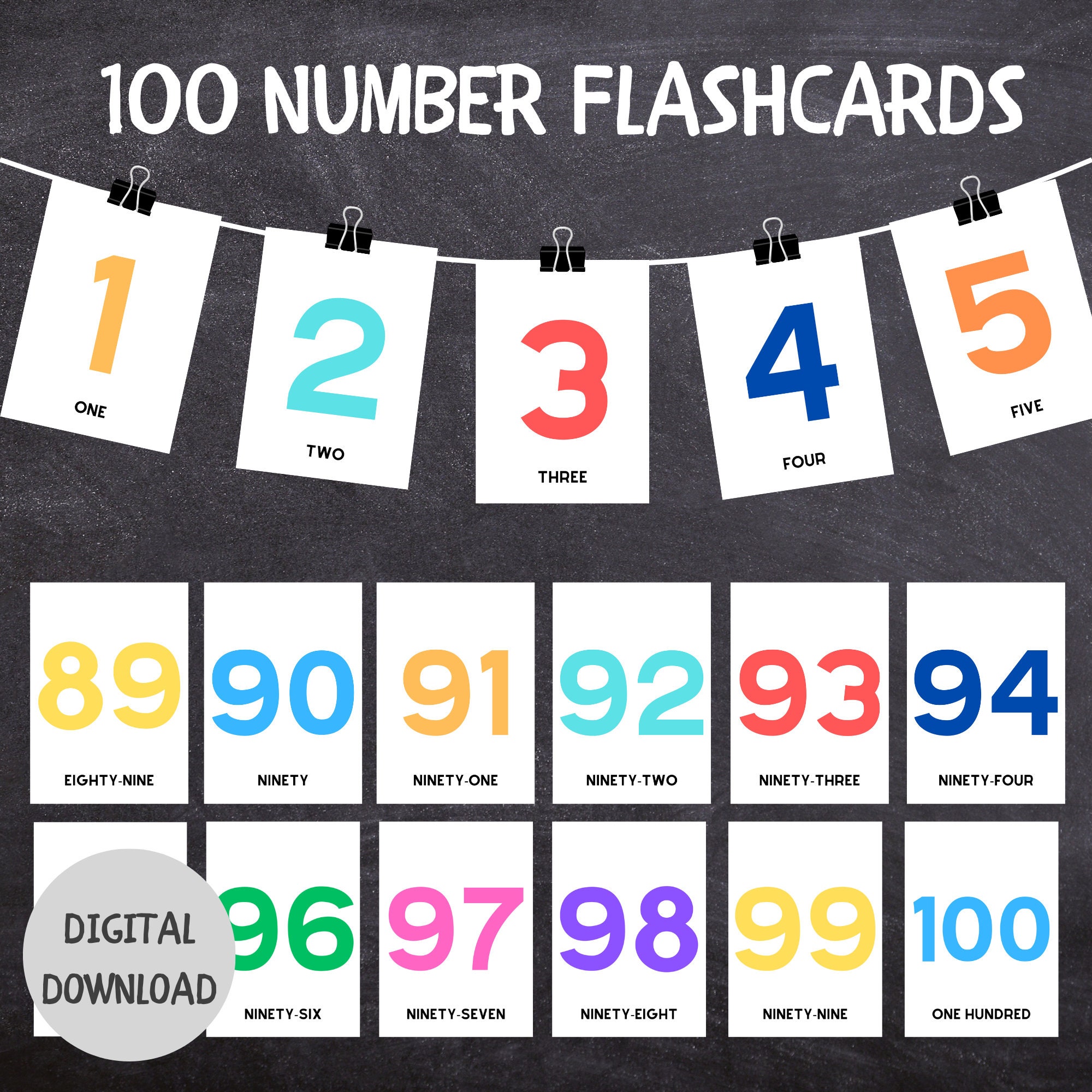 Number Flashcards 1-100, Preschool Flashcards, Montessori Flashcards ...