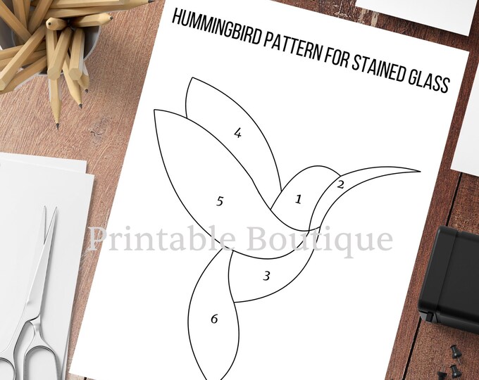 Hummingbird Pattern for Stained Glass, Beginner Friendly Hummingbird ...