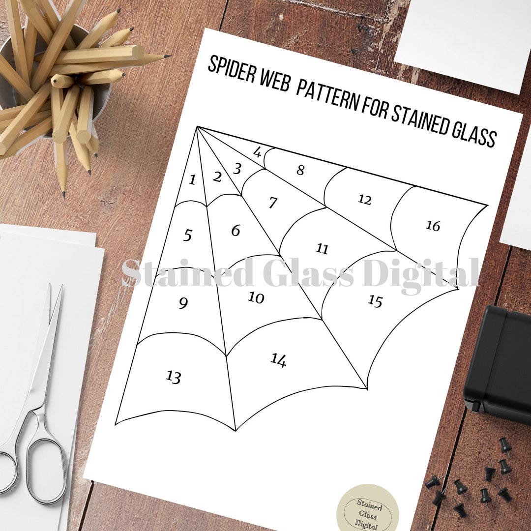 Spider Web Pattern for Stained Glass, Stained Glass Pattern, Spider Web ...