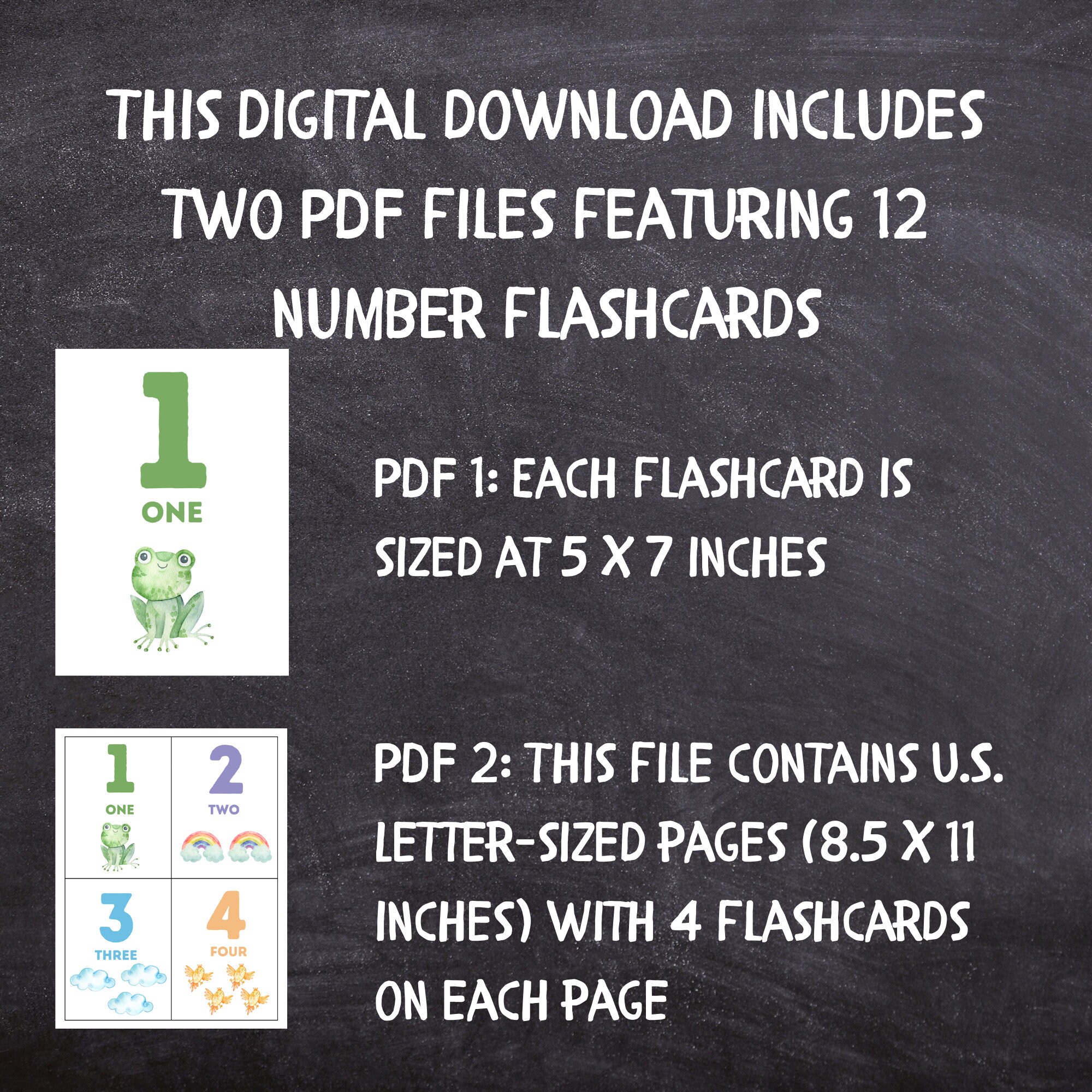 Number Flashcards 1-12, Preschool Flashcards, Montessori Flashcards ...