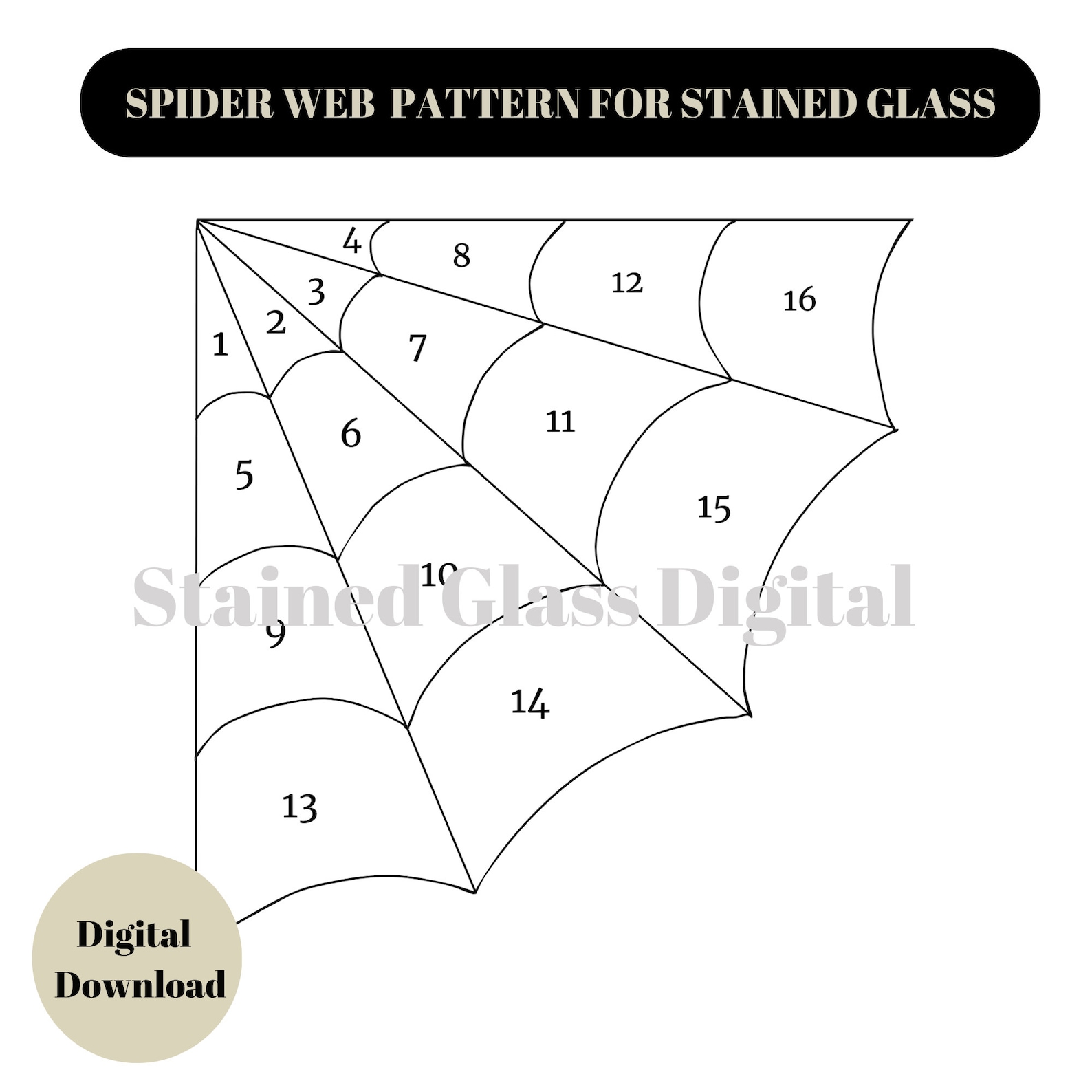 Spider Web Pattern for Stained Glass, Stained Glass Pattern, Spider Web ...