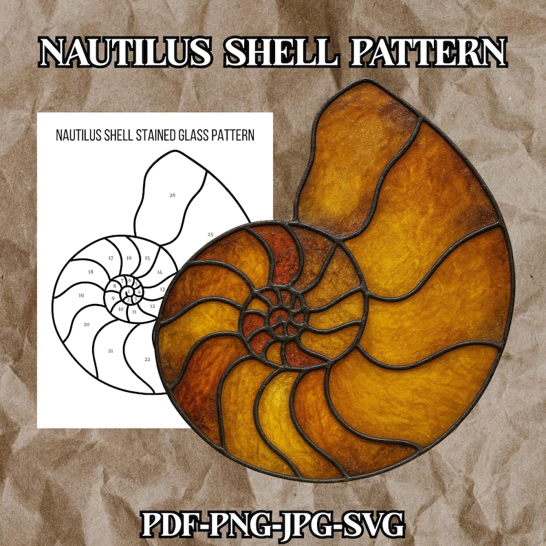 Nautilus Shell Stained Glass Pattern: Seashell Suncatcher Design (PDF ...