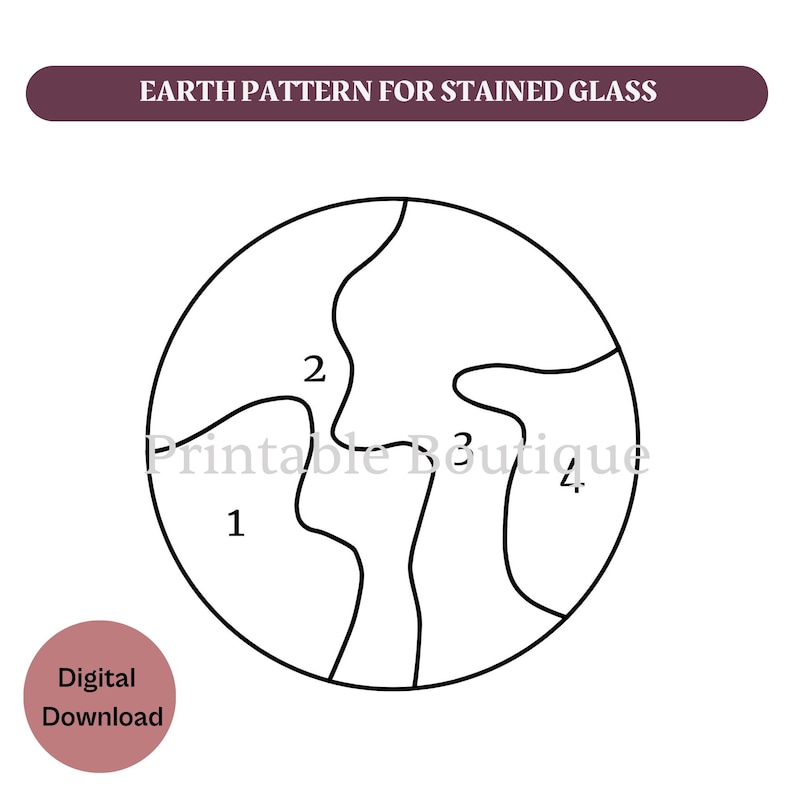 Earth Pattern for Stained Glass, Beginner Friendly Stained Glass Design ...
