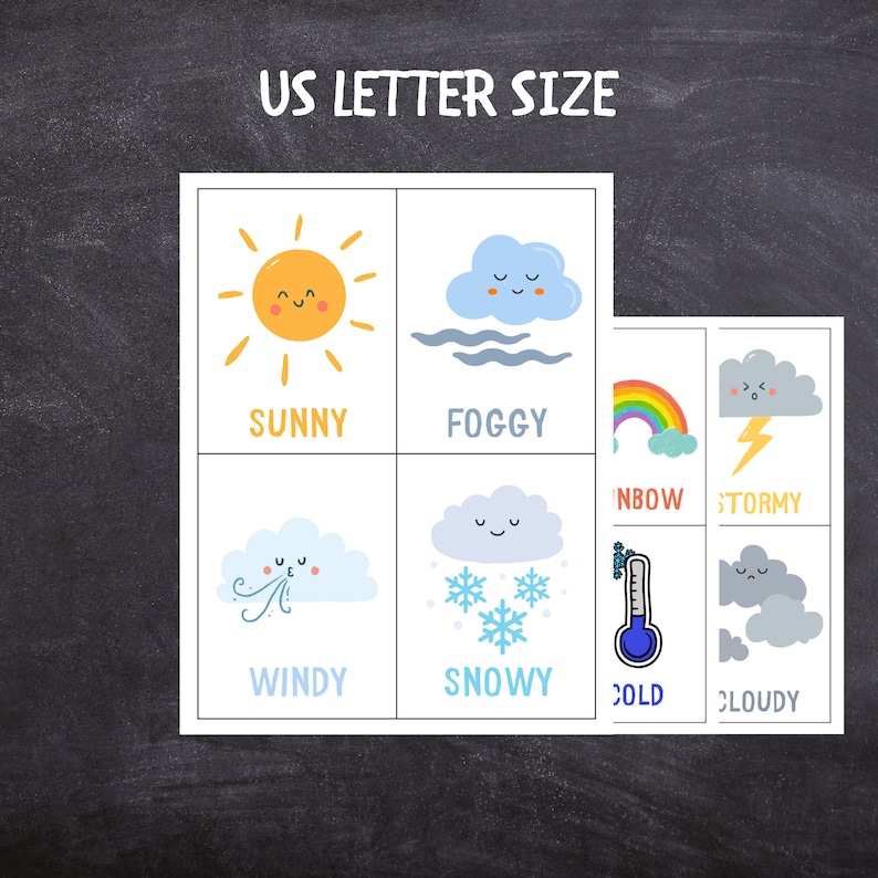 Weather Flashcards, Preschool Flashcards, Montessori Flashcards ...