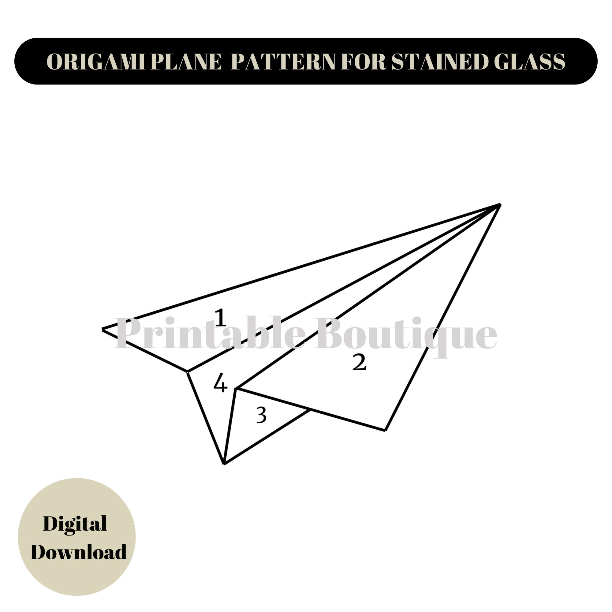Beginner Friendly Origami Plane Pattern for Stained Glass, Stained ...